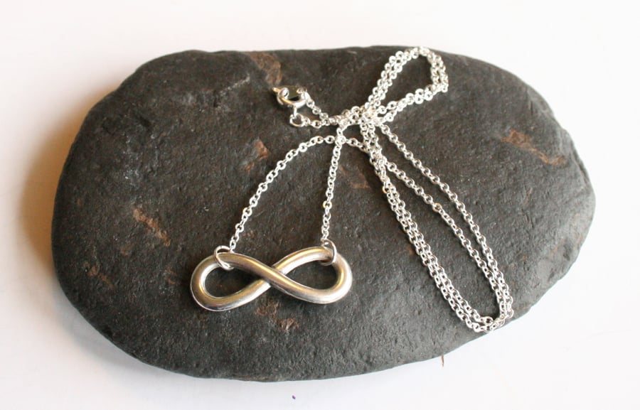 Antique silver infinity necklace. - Folksy