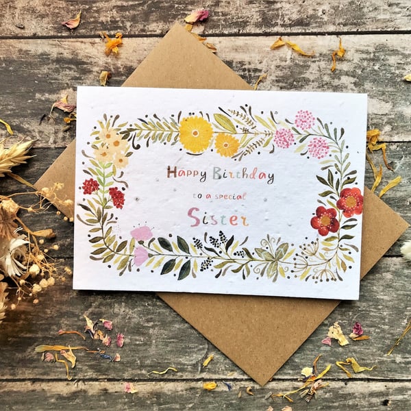 Plantable Seed Paper Birthday Card, Blank Insid... - Folksy