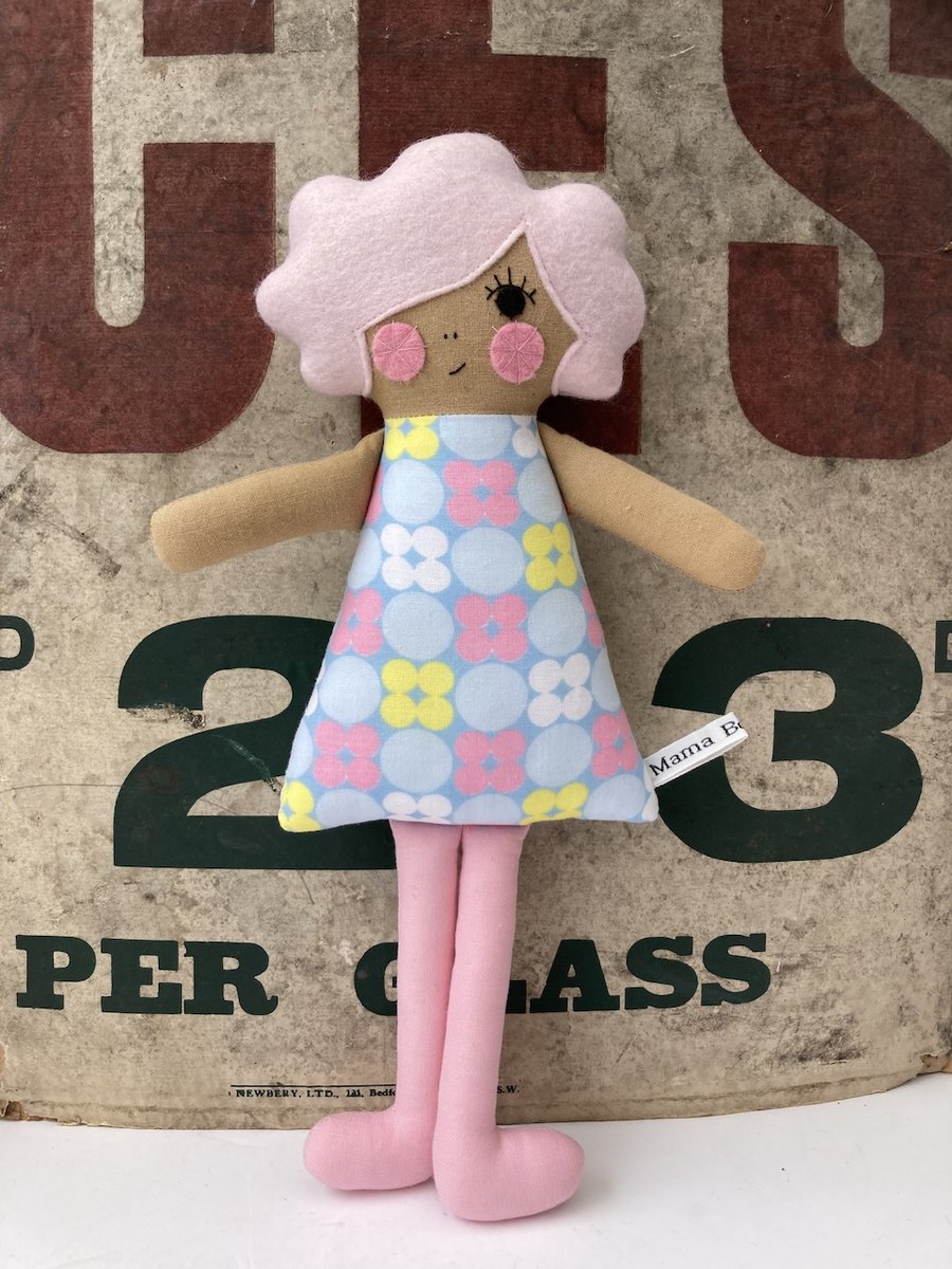 Tami Dolly the Handmade Cloth Doll (Pink) - Folksy
