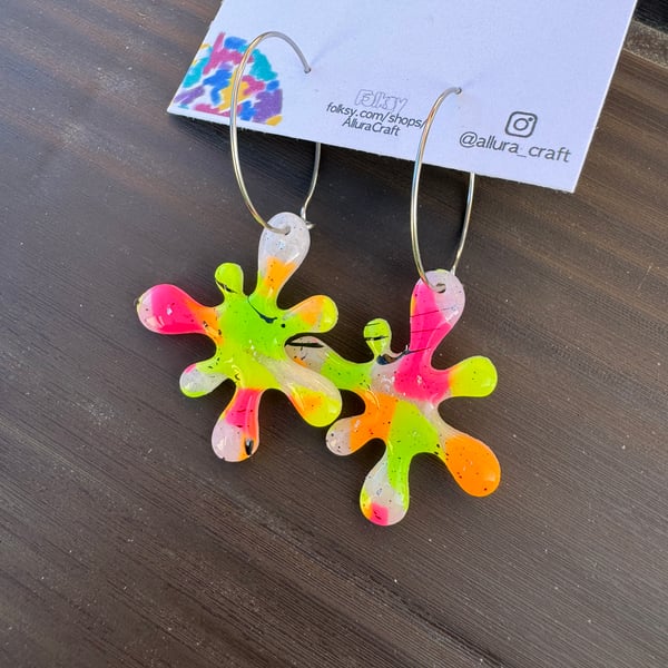 Neon Sploot Splat Earrings - Folksy