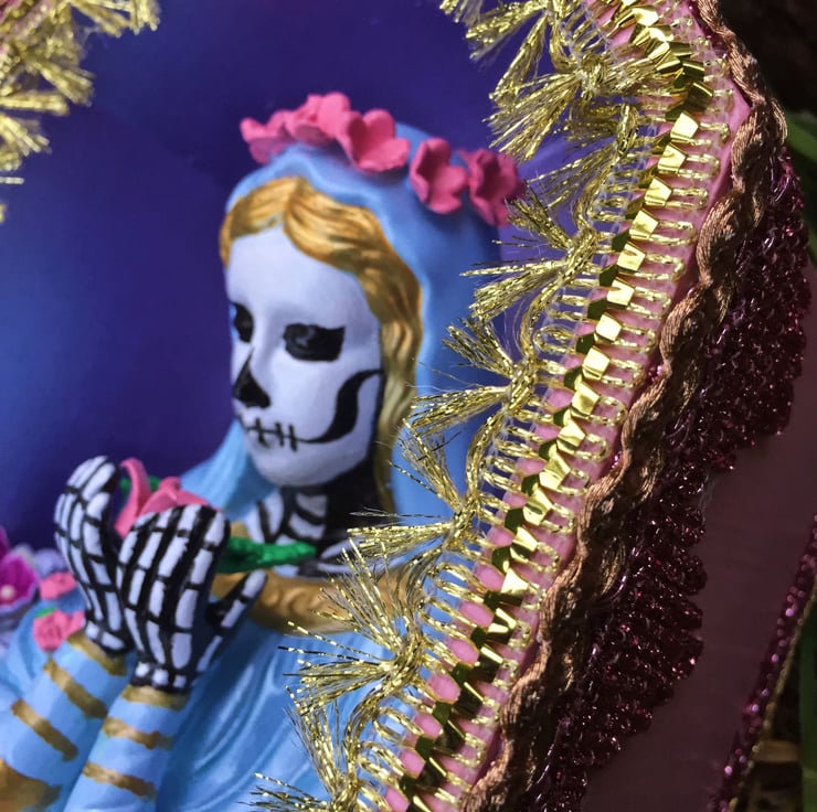 Kitsch Day Of The Dead Santa Muerte Wall Altar ... - Folksy