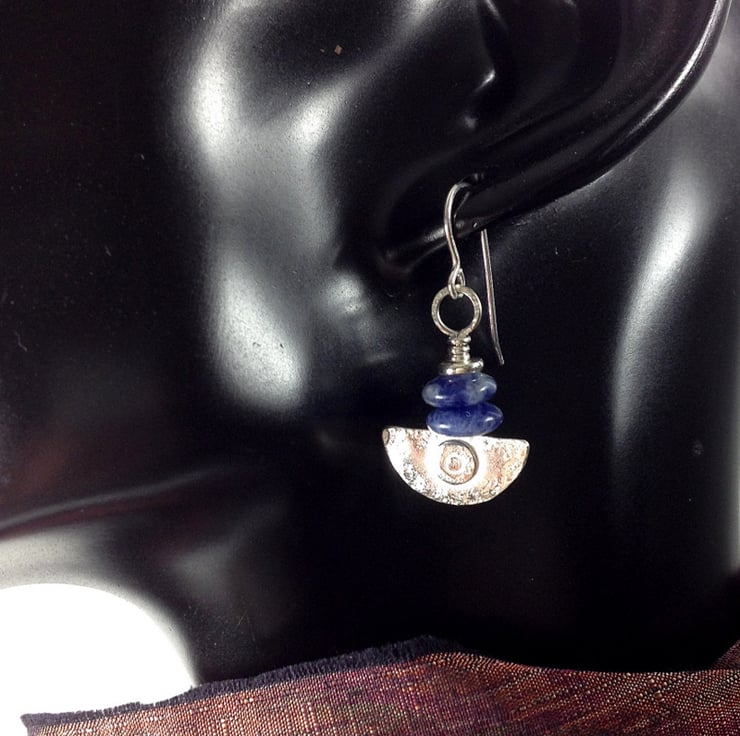 Ulu , handmade silver and sodalite earrings - Folksy