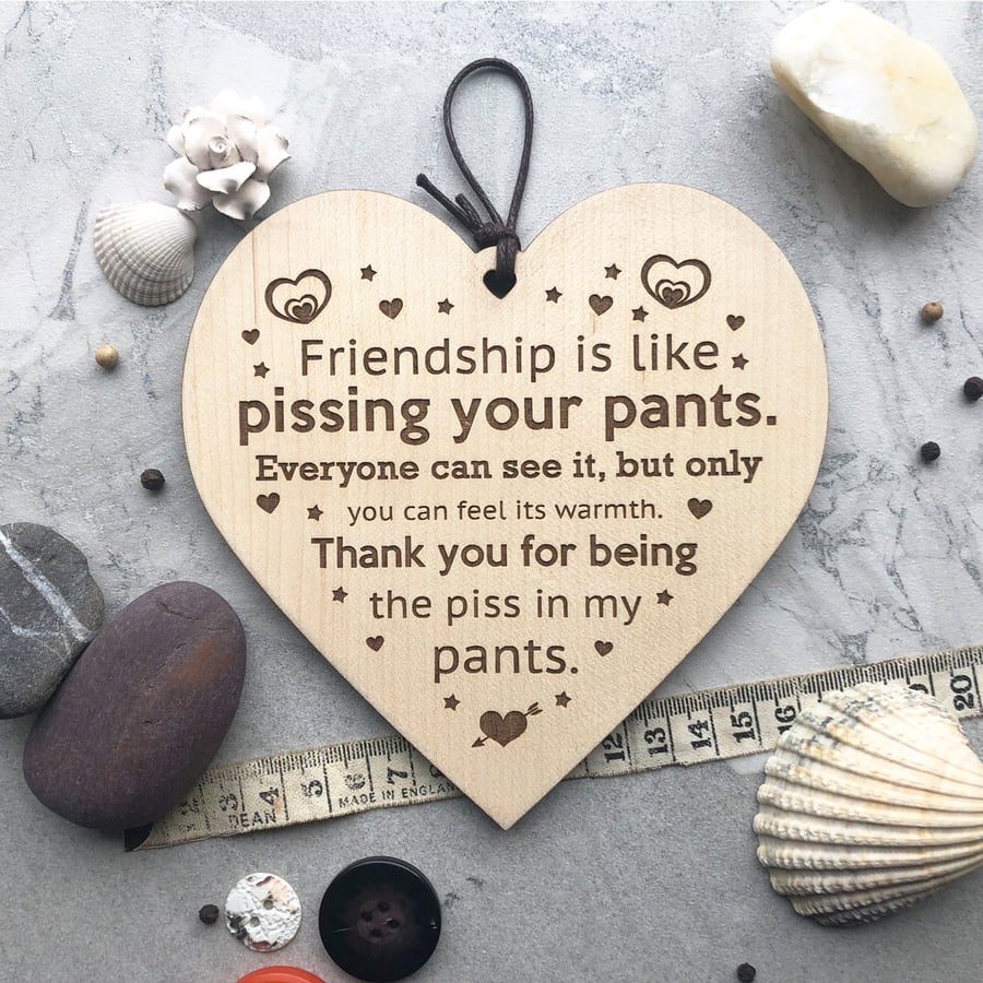 Friendship Pissing Pants Funny Wooden Plaque Be... - Folksy