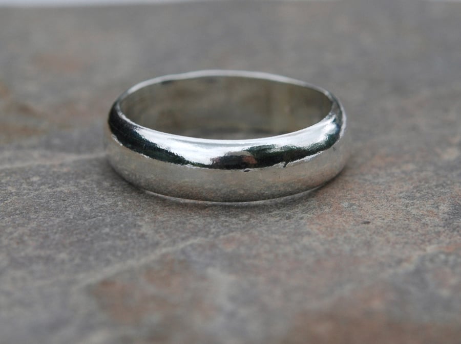 Chunky Silver Ring, 6mm Wide, Unisex, size R - Folksy