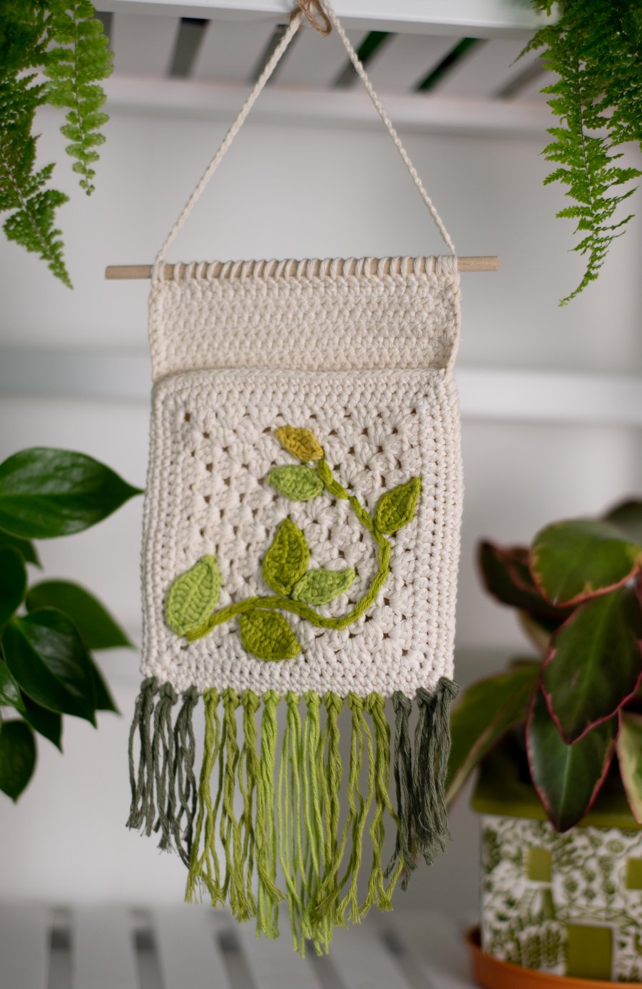 Crochet Wall Pocket Hanging - Folksy