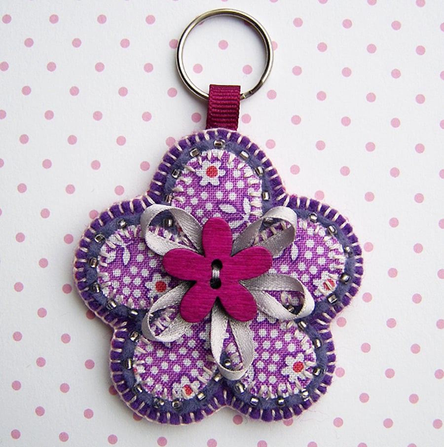 Flower Keyring ... Bag Charm - Folksy