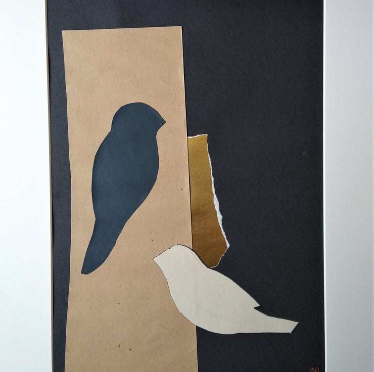 Two Birds Paper Collage - Folksy
