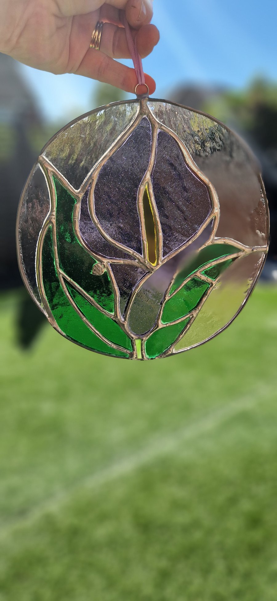 Glass Suncatcher - Purple Calla Lily. Handmade ... - Folksy