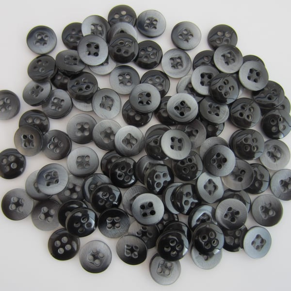 100 Small Grey Buttons - 10 mm - Folksy
