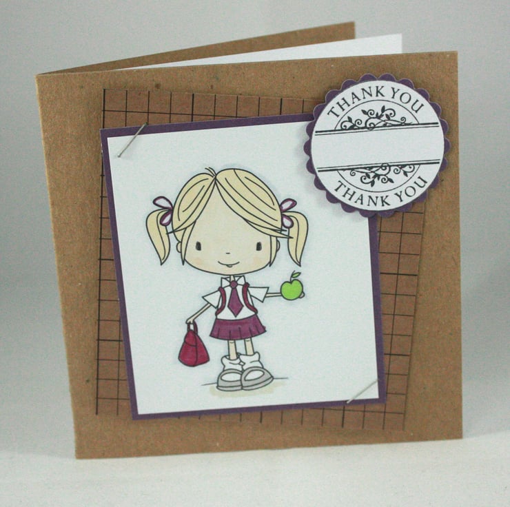 Square kraft thank you teacher card - ready to ... - Folksy
