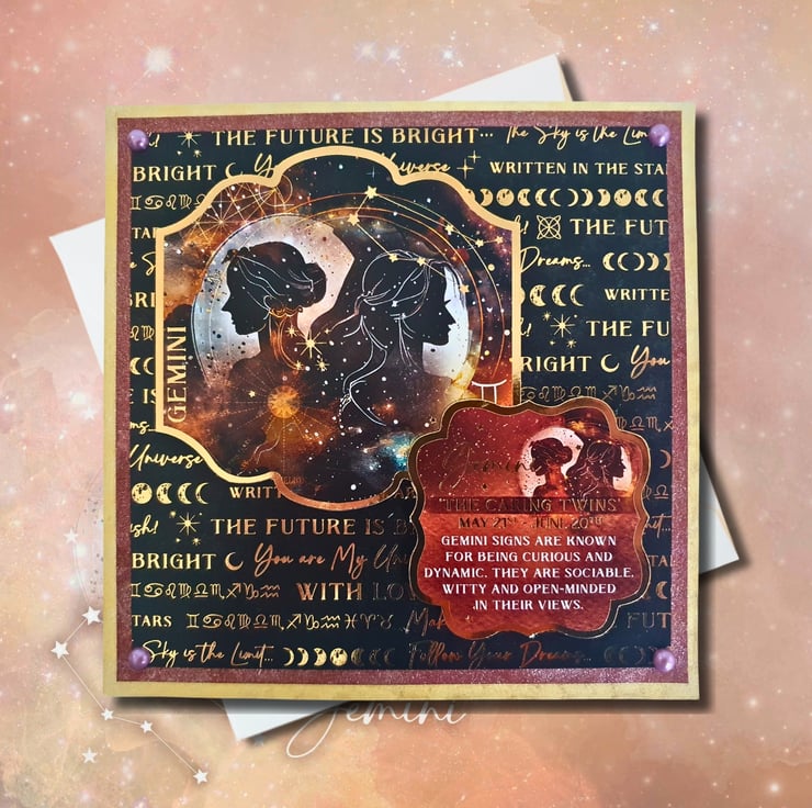 Gemini Zodiac Star Sign Card, Wooden Keyring, o... - Folksy