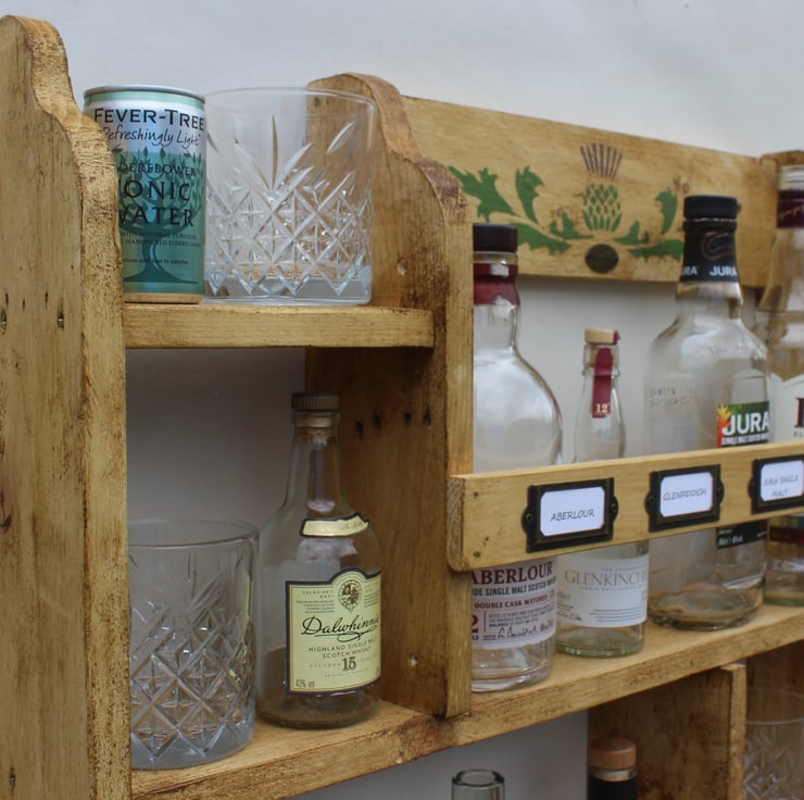 Whisky rack, 8 bottles with storage for glass's... - Folksy