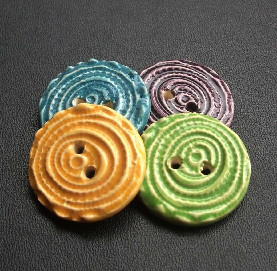 set of four large ceramic buttons - Folksy