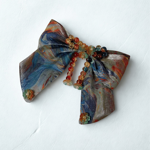 Dunhuang style silk ribbon with glass beads and... - Folksy