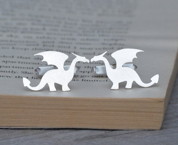 Dragon cufflinks in sterling silver - Folksy
