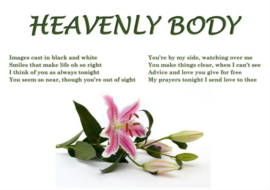 Heavenly Body - An original poem about lost lov... - Folksy