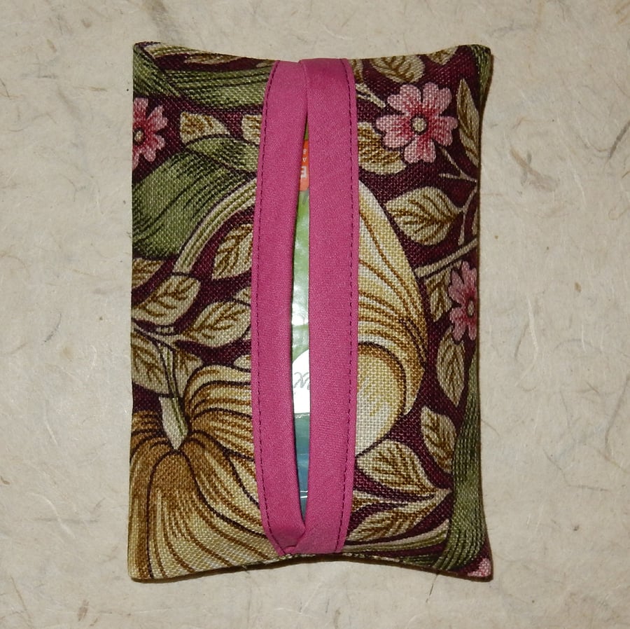 Burgundy floral pocket tissue holder - Folksy