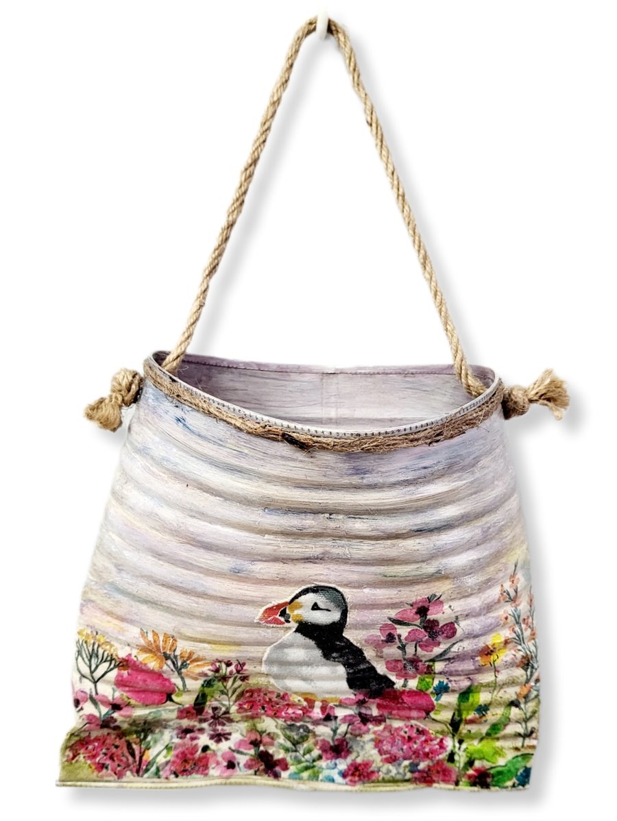 Hanging Indoor Planter Flower Pot- Puffin Sea B... - Folksy