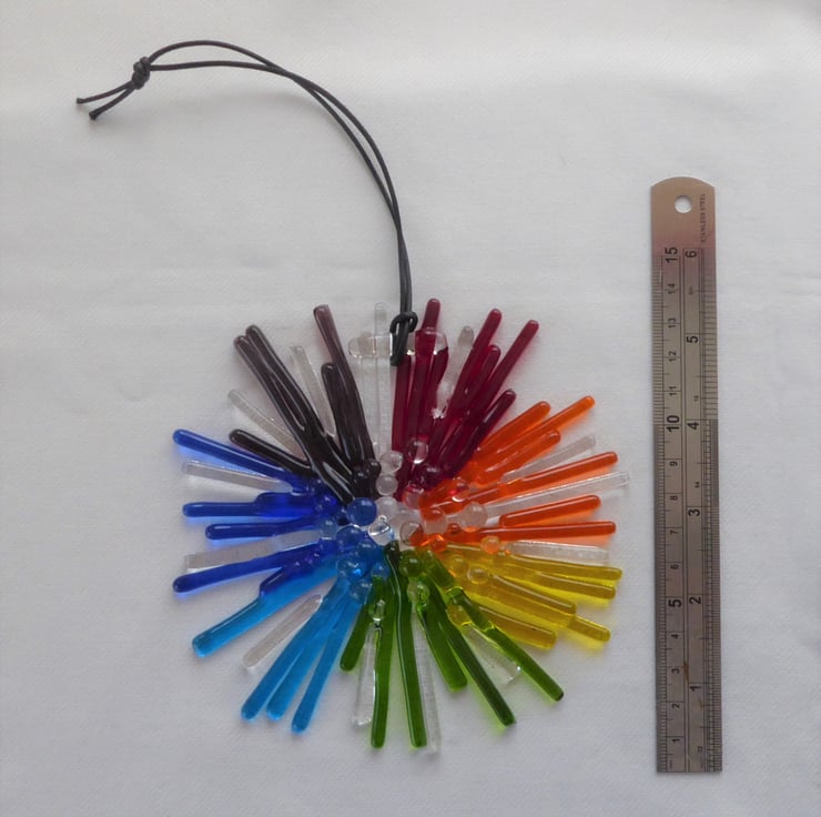 Rainbow glass circular decoration - Folksy
