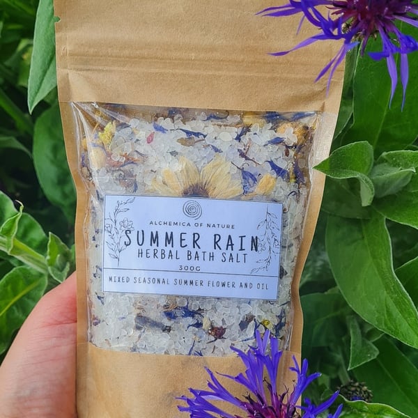 SUMMER RAIN herbal bath salt 300g - Folksy