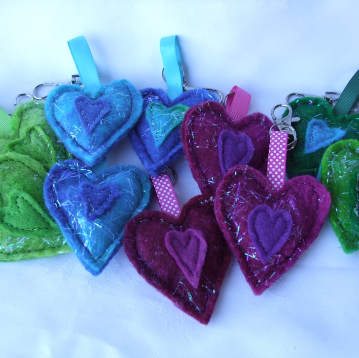 Handmade Felt Heart keyring - Folksy
