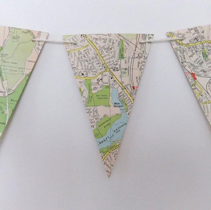London Map Bunting - eco-friendly bunting - Folksy