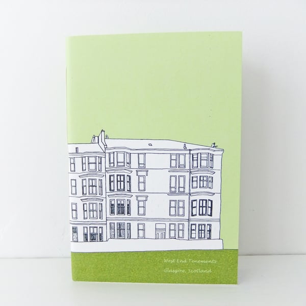 Handmade Glasgow Notebook - in pastel green - Folksy