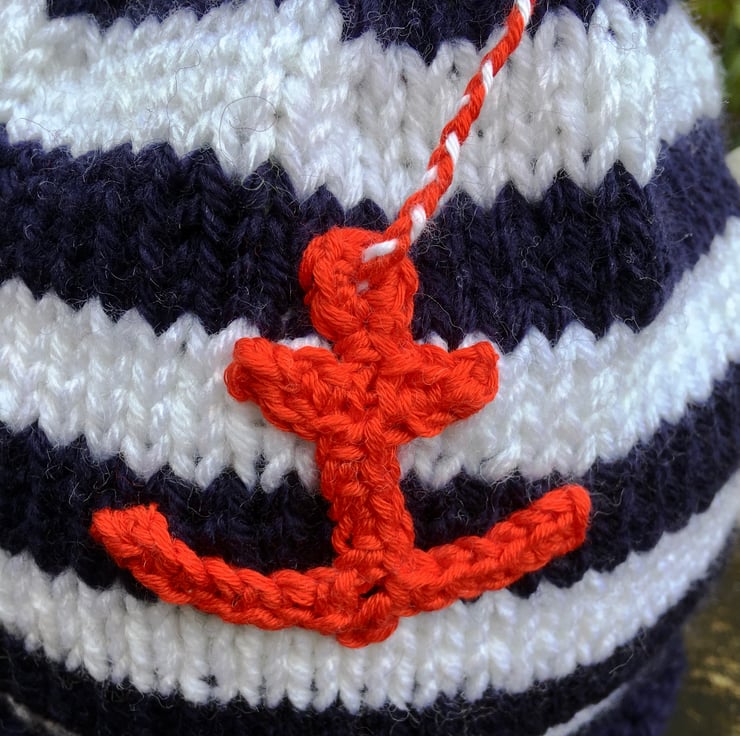 Nautical Anchor Tea Cosy, Navy and White Stripe... - Folksy