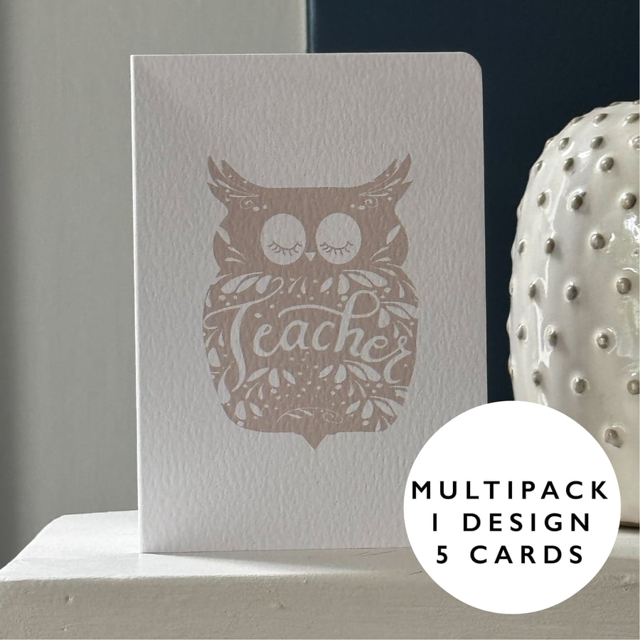 Teacher card owl back to school card (5-pack) - Folksy