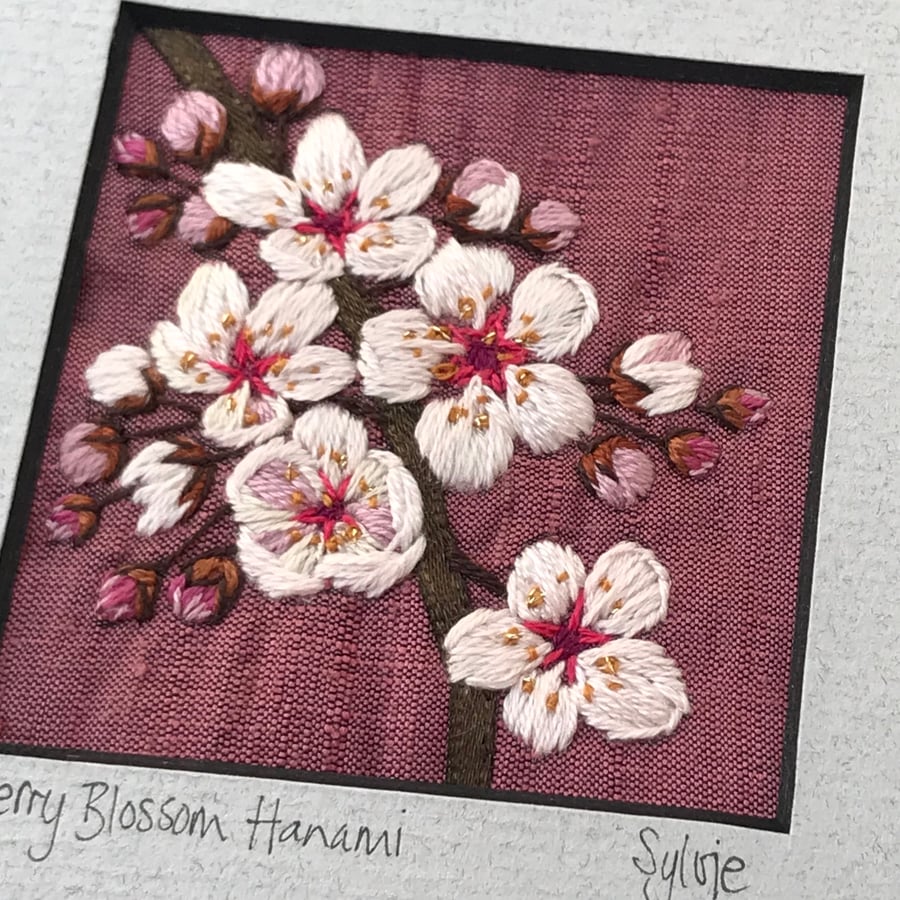 Cherry Blossom Hanami - hand embroidered pictured - Folksy