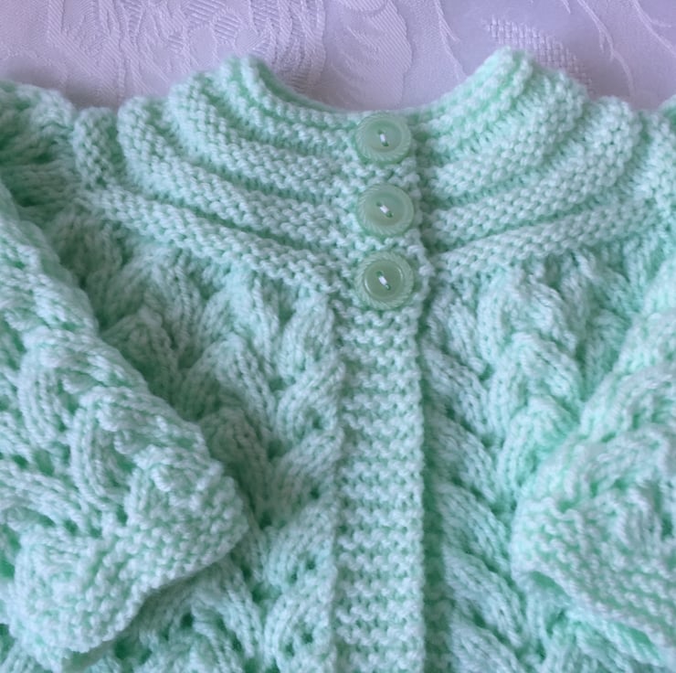 Hand Knitted Mint Green Matinee Cardigan will ... - Folksy