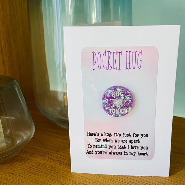 Pocket hug cards, hug token keepsake card, hand... - Folksy