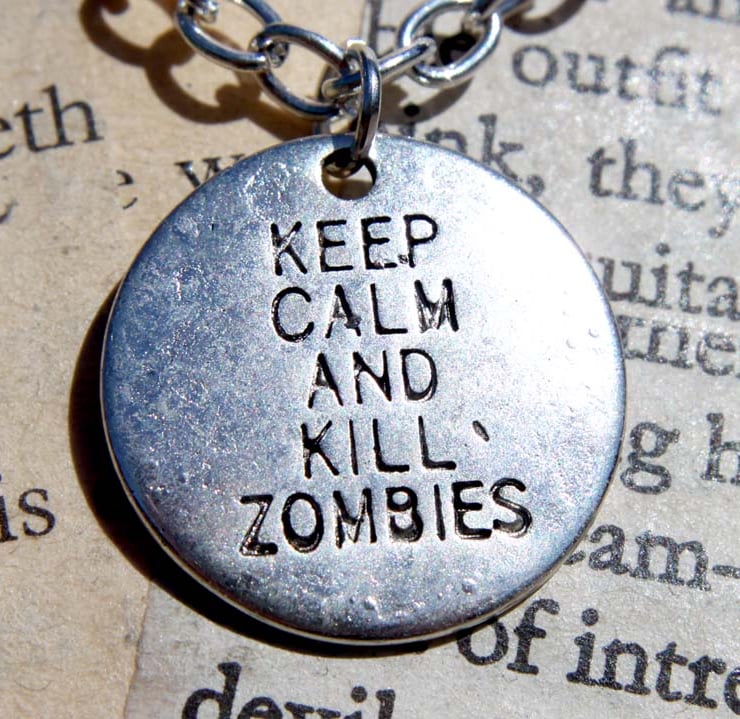 Keep Calm and Kill Zombies Silver Pendant Charm... - Folksy