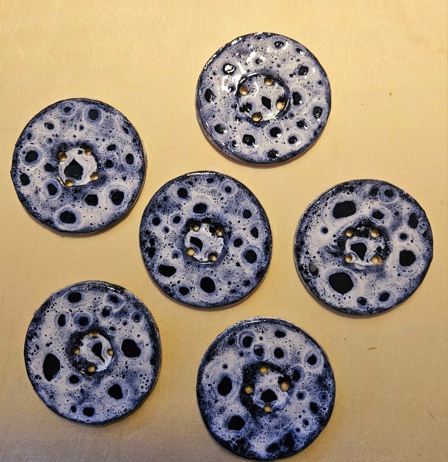 Set of Six Handmade Ceramic Buttons - Folksy