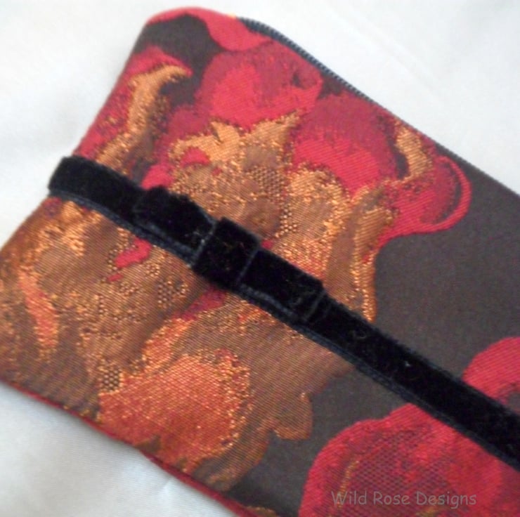 Purse in red and black Brocade - Sale item! - Folksy