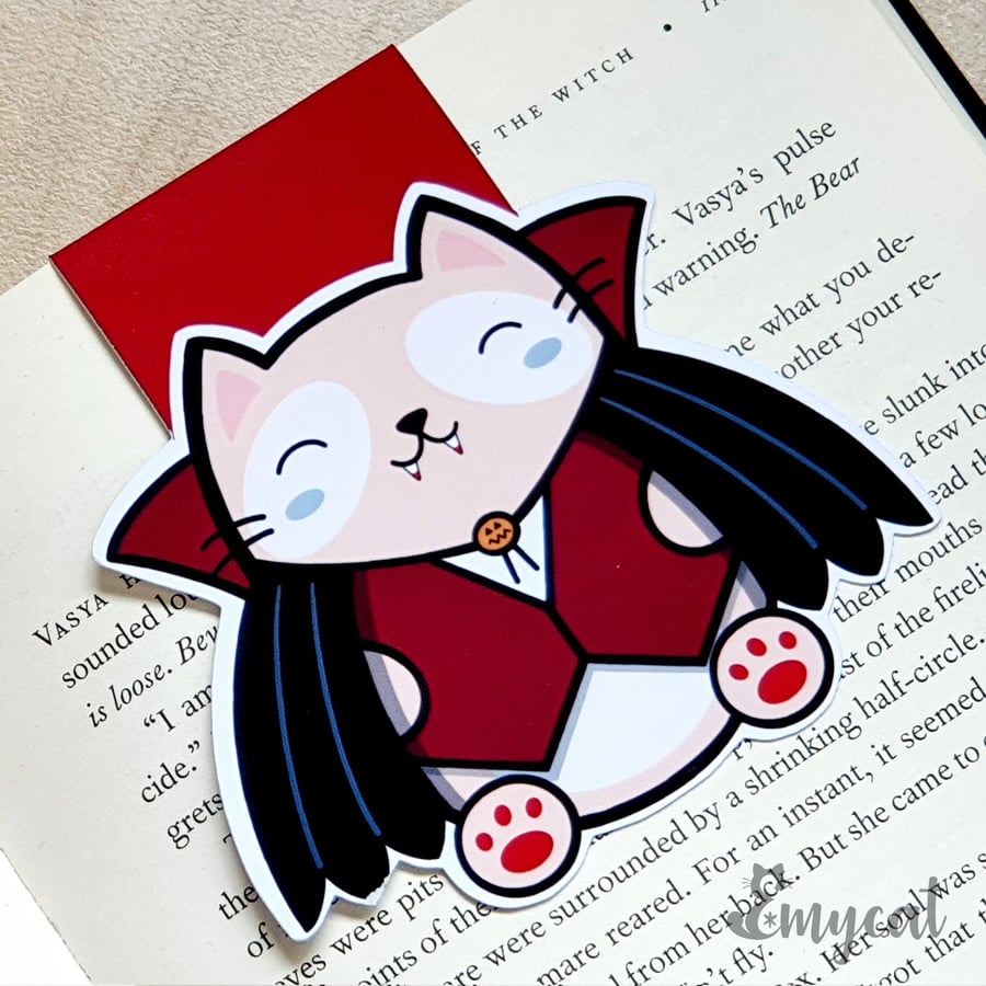 Cute Cat Halloween Vampire Bookmark, Magnetic B... - Folksy