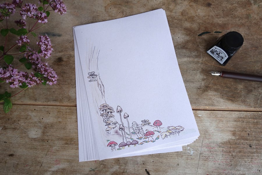 Mushroom letter writing paper, illustrated and ... - Folksy