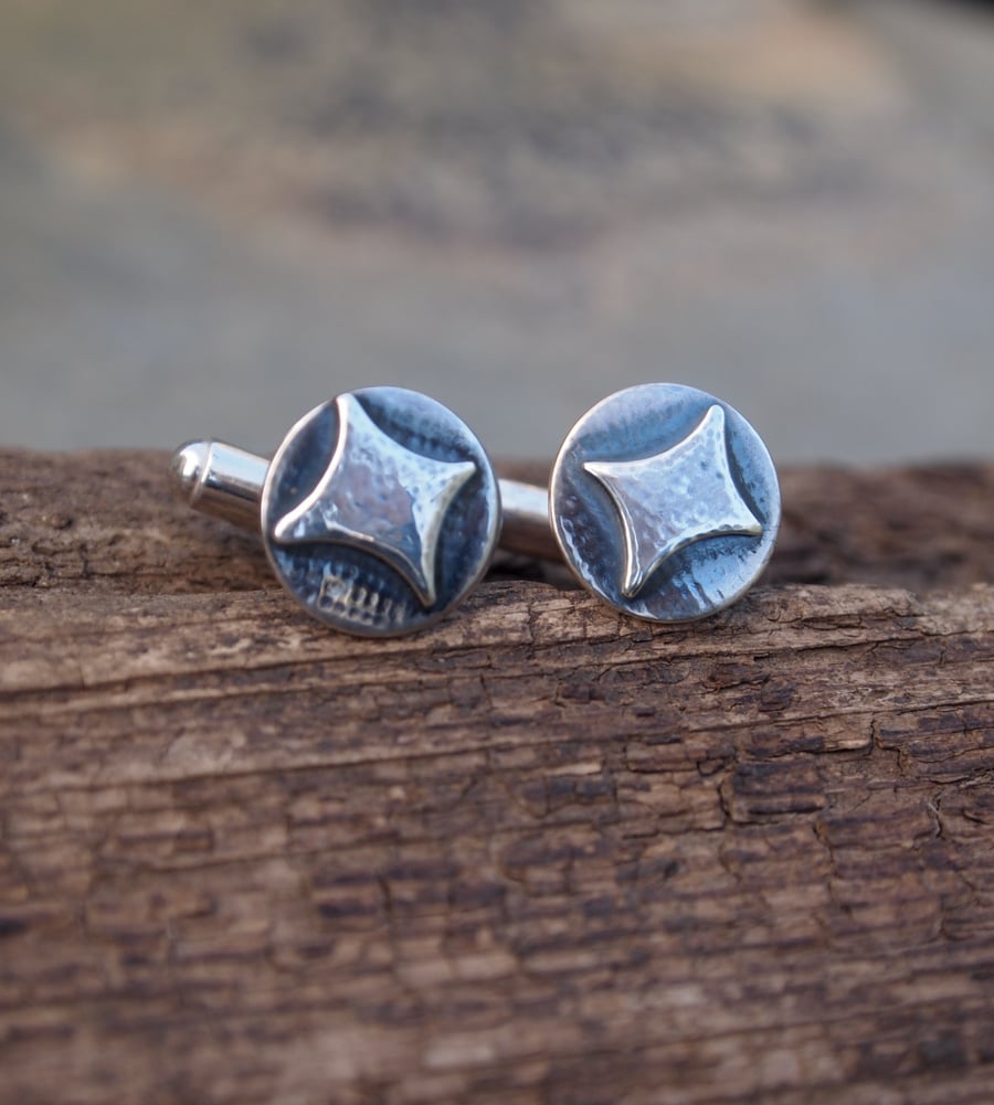 SALE Cufflinks starburst sterling silver hallma... - Folksy