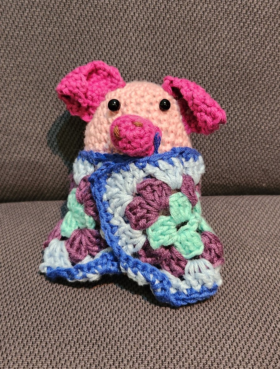 Pig In A Granny Square Blanket - Folksy