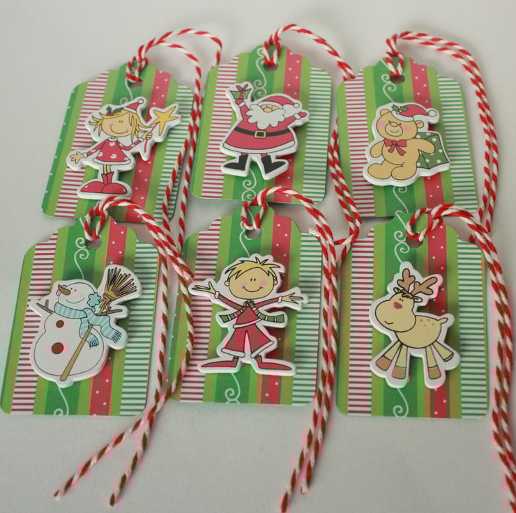Handmade Christmas characters gift tags - Folksy