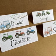 6x name place CARDS tractor and greenery foliag... - Folksy