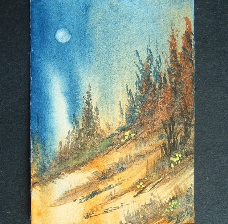 aceo art painting original watercolour ref 564 - Folksy