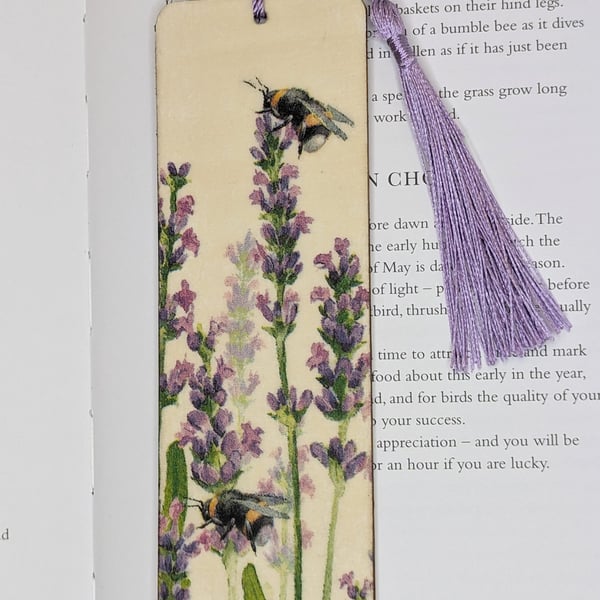 Wooden bookmark, bees and lavender, pretty gift... - Folksy