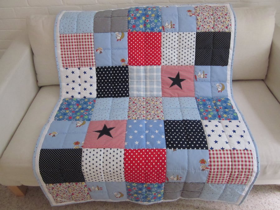 Handmade Patchwork Cot - Bed Quilt - Folksy