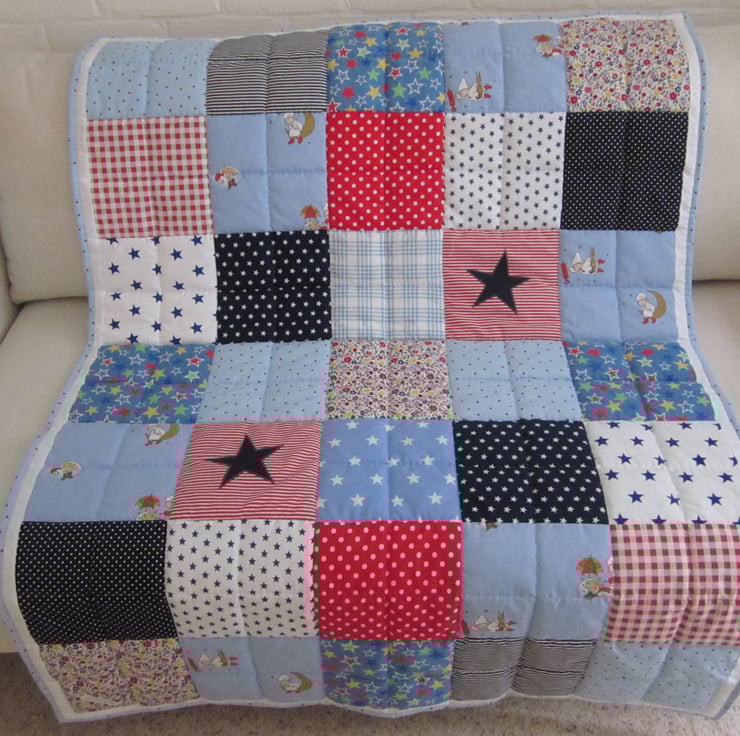 Handmade Patchwork Cot - Bed Quilt - Folksy