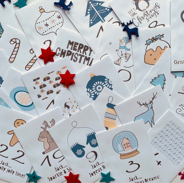 24 Personalised Advent Calendar Envelopes in Sw... - Folksy