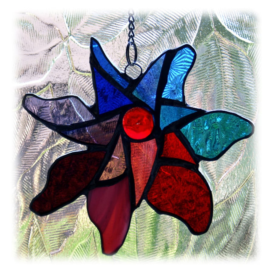 Pinwheel Suncatcher Stained Glass Jewel Colours - Folksy