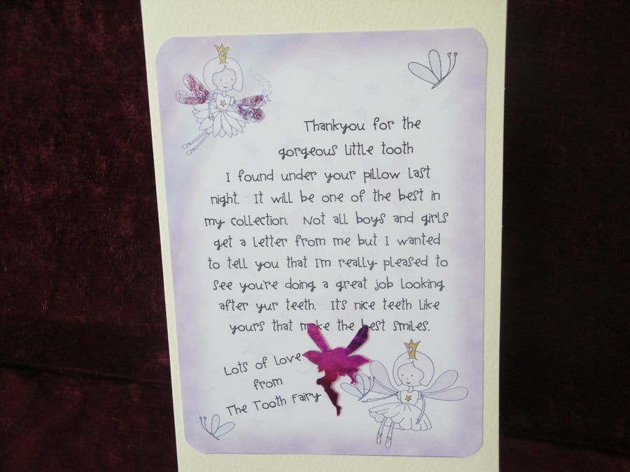 Tooth Fairy card - Folksy