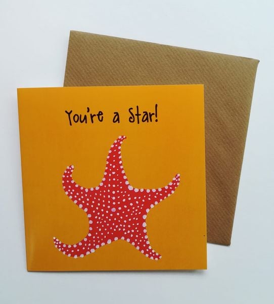 You're a Star! Starfish Greetings Card - Folksy