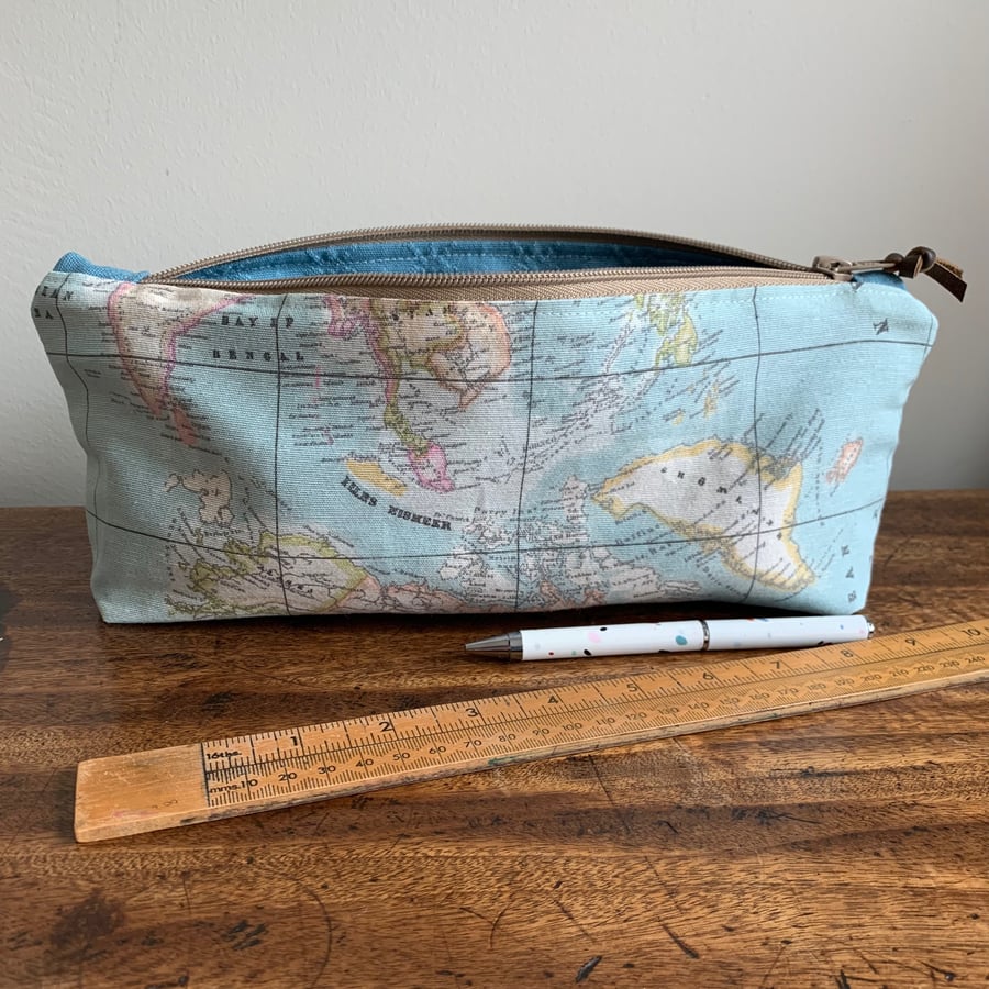 World Map pencil case - Folksy